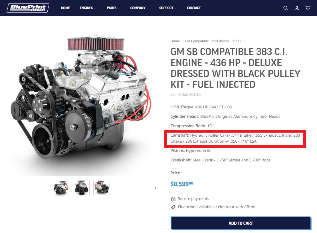 Where are the cam specs for my engine?