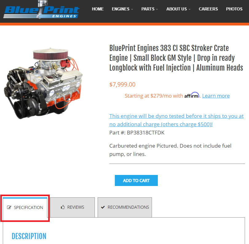 Where are the recommended cam specs for my engine?