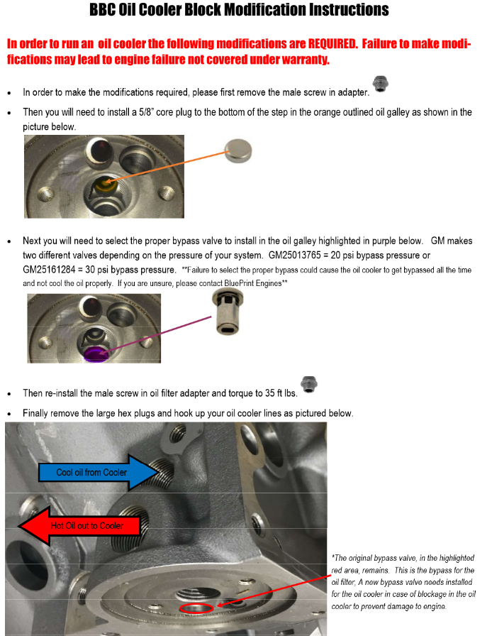 How do I properly install the oil cooler bypass on a BluePrint Big ...
